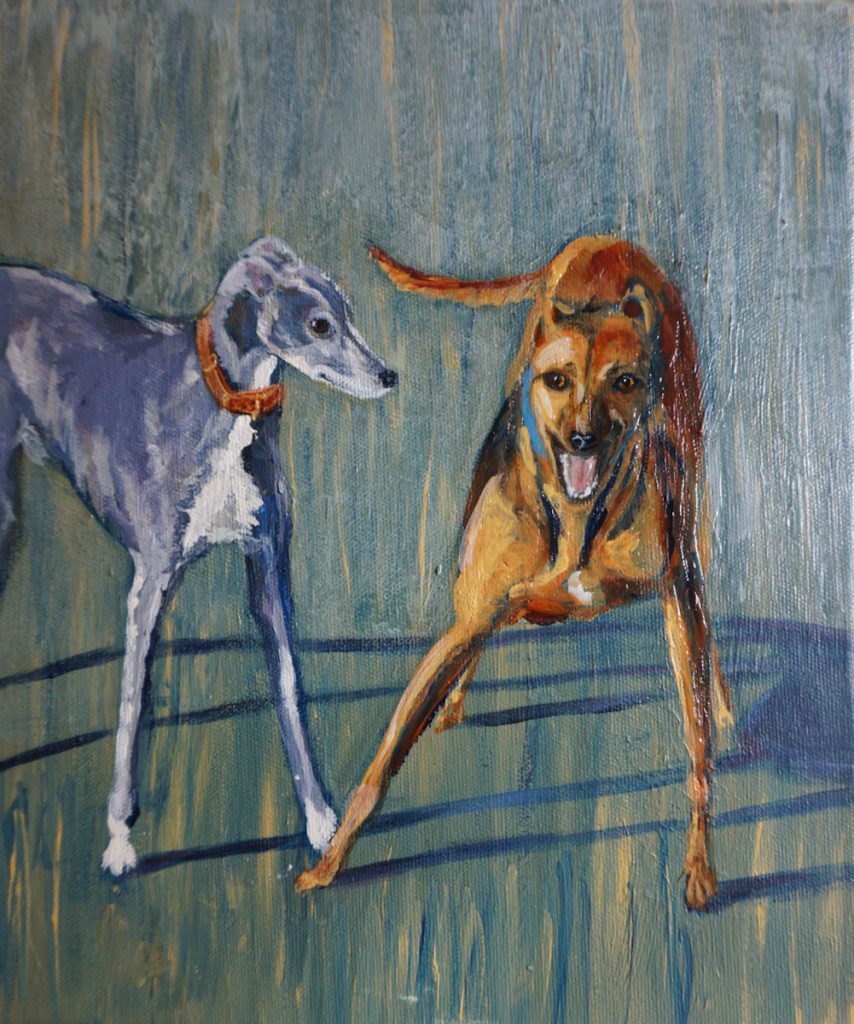 Greyhound and Lurcher painting – Victoria Clare's Art