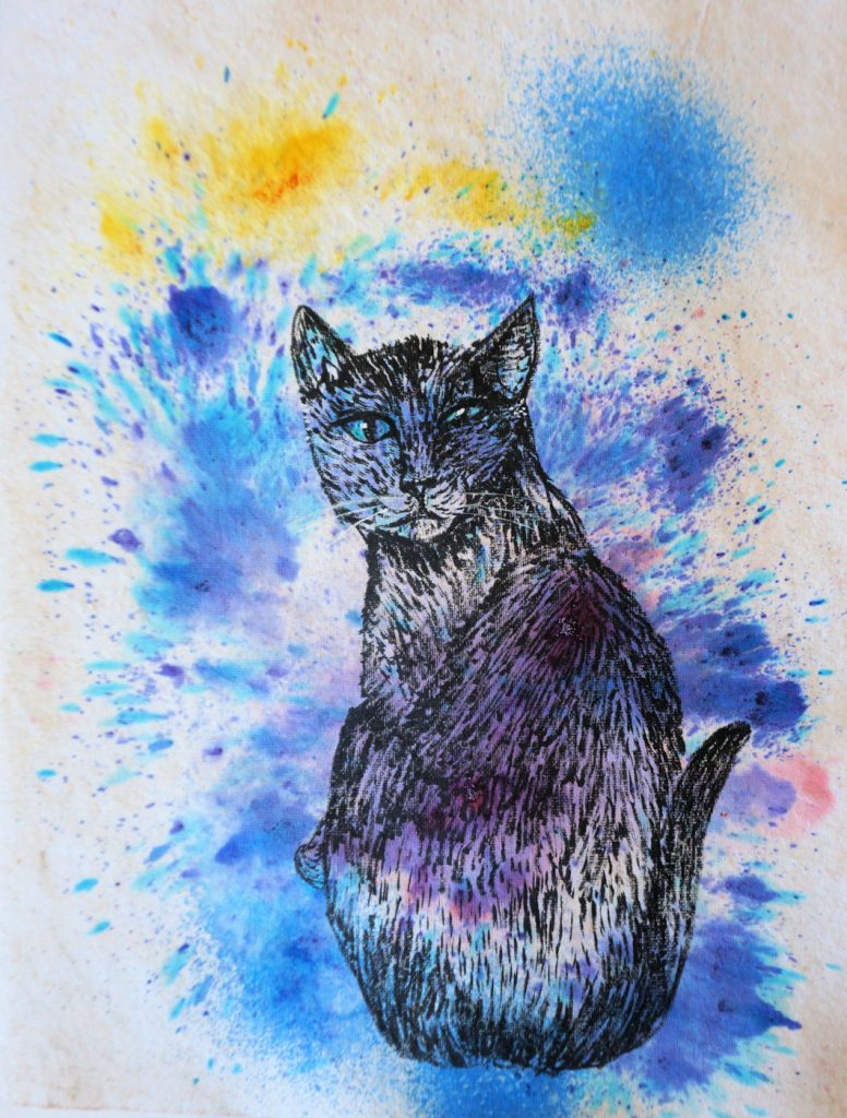 Four Mixed Media Paintings: Brusho pigment, watercolour & Ink ...